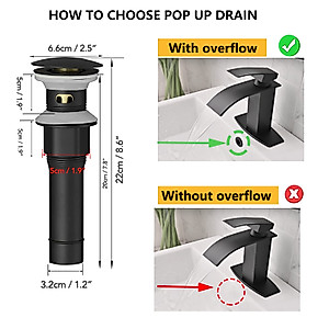 BESy Black Waterfall Spout Bathroom Faucet, Tall Single Handle Bathroom Vessel Sink Faucet, Rv Lavatory Vessel Faucet Basin Mixer Tap, Stainless Steel/Matte Black
