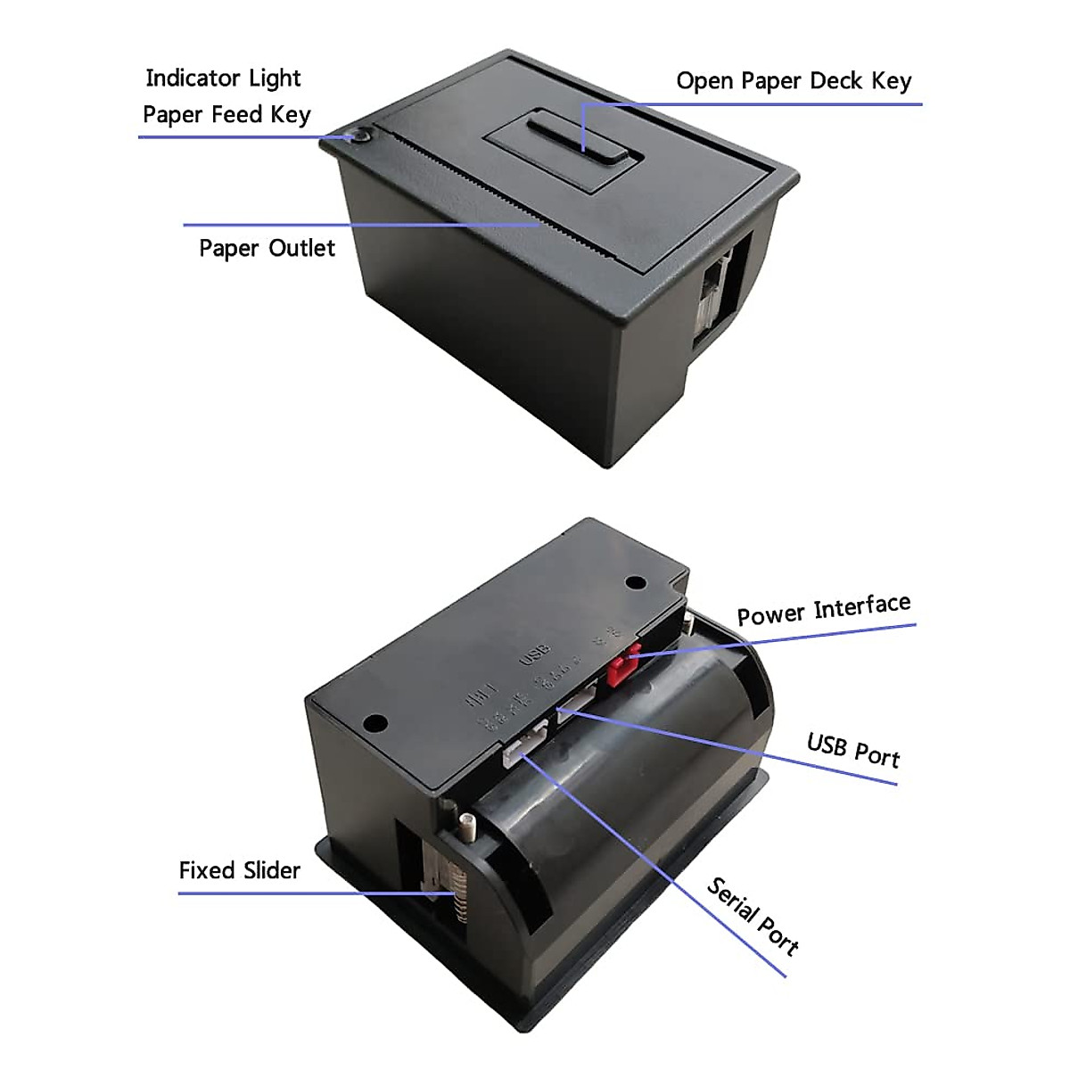 Maikrt Micro Thermal Printer 5~9V Embedded Thermal Receipt Printer Serial Port Microcontroller Secondary Development MCU Printing Module TTL/RS232