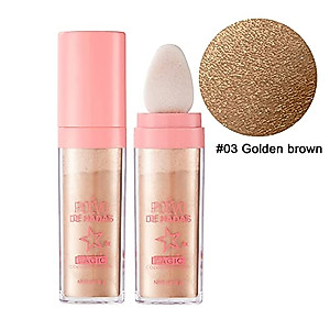 3 Pack Polvo De Hadas Face Body Hightlighter Stick, Fairy Patting Powder Puff, Glitter Loose Powder Brush, Brightens Shimmer Makeup Blusher (White moonbeam & Fairy Pink & Golden Brown)