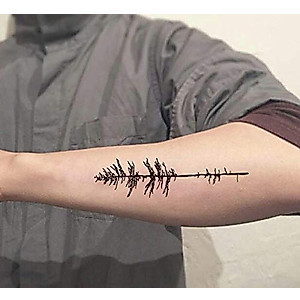 SanerLian Black Geometry Tree Tattoo Sticker Moon Phase Arrow Temporary Fake Tatoo Waterproof Men Women Arm Shoulder Back Body Art 13.8X4cm Set of 12 (SF031)