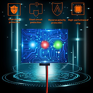 10W Solar Battery Charger 12 Volt with Upgrade Charging Algorithm, 2023 Upgraded Solar Car Battery Charger for Boat Car RV Motorcycle Marine Automotive Black