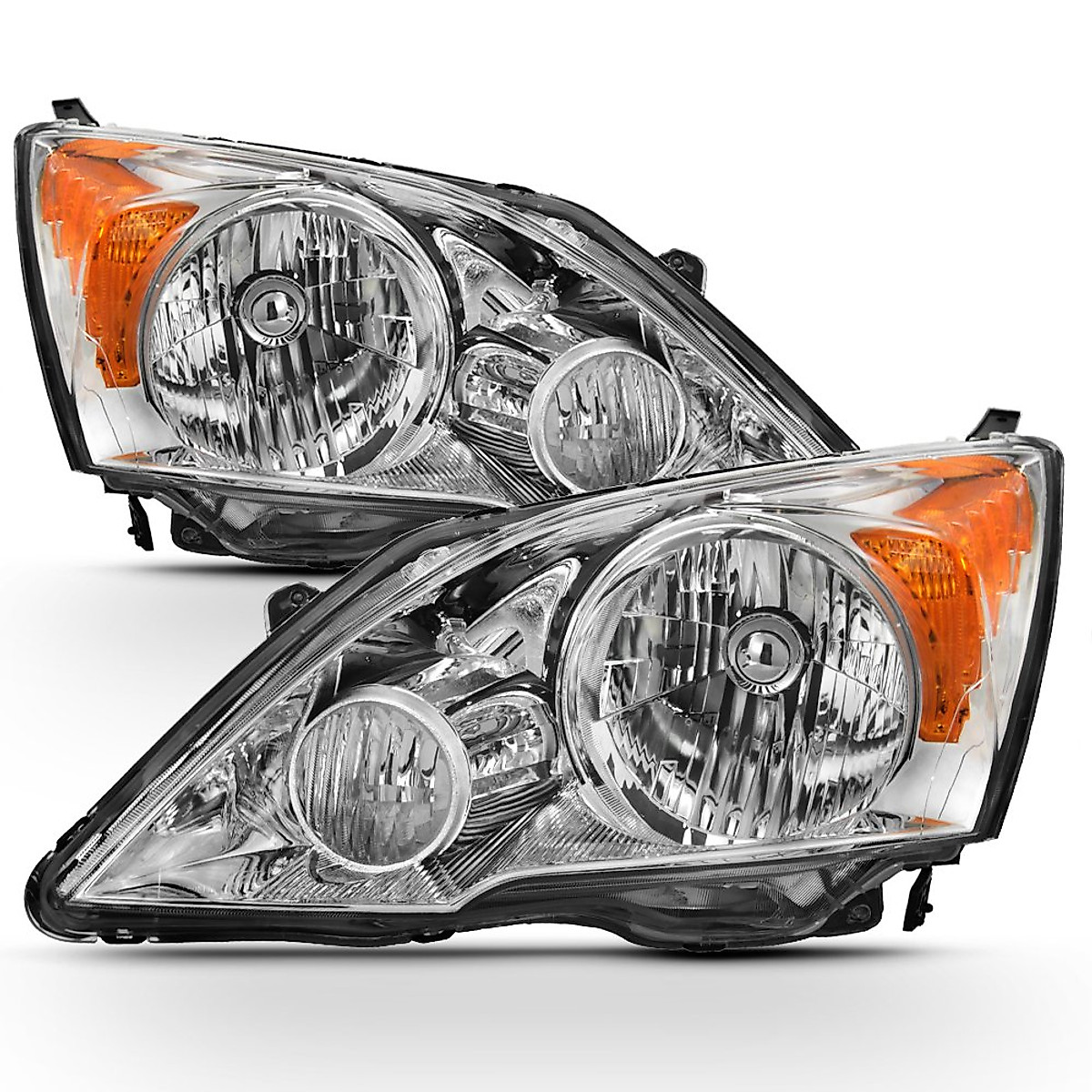 AKKON - For 2007-11 Honda CR-V Driver + Passdenger Sides Headlight Assembly Chrome Houing Clear Lens Full Set