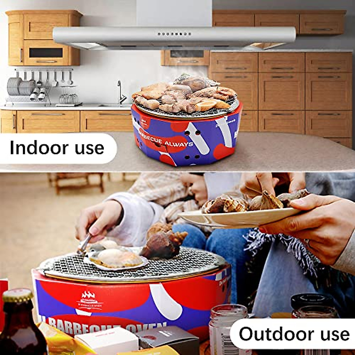 Bobikuke Disposable Charcoal Grill,Camping Grill,Portable BBQ Grill for Outdoor Cooking Camping Picnics Beach,Barbecue Charcoal Grill,Easy To Light e/Recyclable/ BBQ Grill Eco Friendly