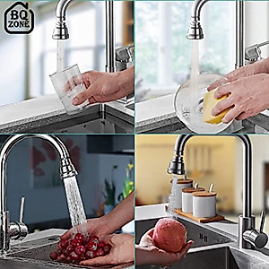 BQZONE Kitchen Sink Faucet Sprayer Attachment, Movable Kitchen Tap Head, 360° Rotatable Anti-Splash Faucet Nozzle Head, Water Saving Kitchen Sink Faucet Sprayer Head Replacement(Chrome)