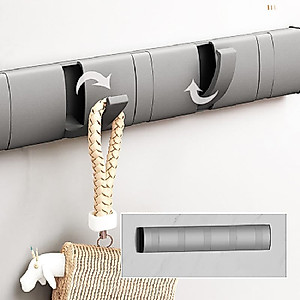 Shozafia Wall Mounted Coat Rack with Folding Hooks, Space-Saving, Modern, Sleek Flip Wall Mount Coat Hanger for Coats, Purses, Scarfs (Gray,5 Hooks)