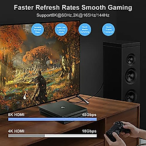 GeoHN.G 8K HDMI 2.1 Cable 1.5M/4.92ft, 48Gbps Fiber Optical Cable, 8K@60Hz 4K@120Hz, HDR10+, eARC, 3D, HDCP 2.2/2.3, Compatible with Monitor DVD TV Game Console Laptop