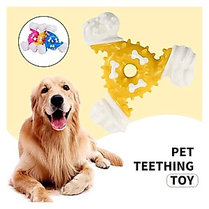 GoldensandsofNorth Pet Teething Toy Bite Glue Triangle Bone Bite Dental Stick Dog Bite Easy Interaction Relief(Yellow)