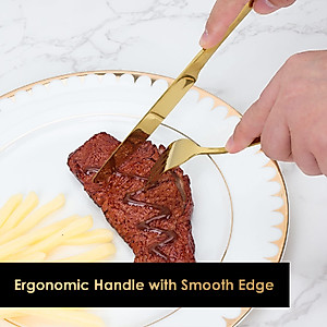 Moretoes 20Pcs Gold Silverware Set for 4, Stainless Steel Cutlery Set, Mirror Polished Flatware Sets for Home and Restaurant, Include Knife Fork Spoon Set, Dishwasher Safe