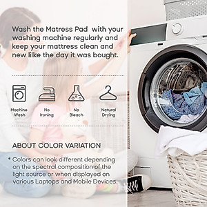 SONIVE Bedding Mattress Pad Soft, Fluffy Pillow Top Mattress Cover, Cooling and Breathable Mattress Topper, Streches up to 21 Inches Mattress Cover, Machine Washable (White, Queen)