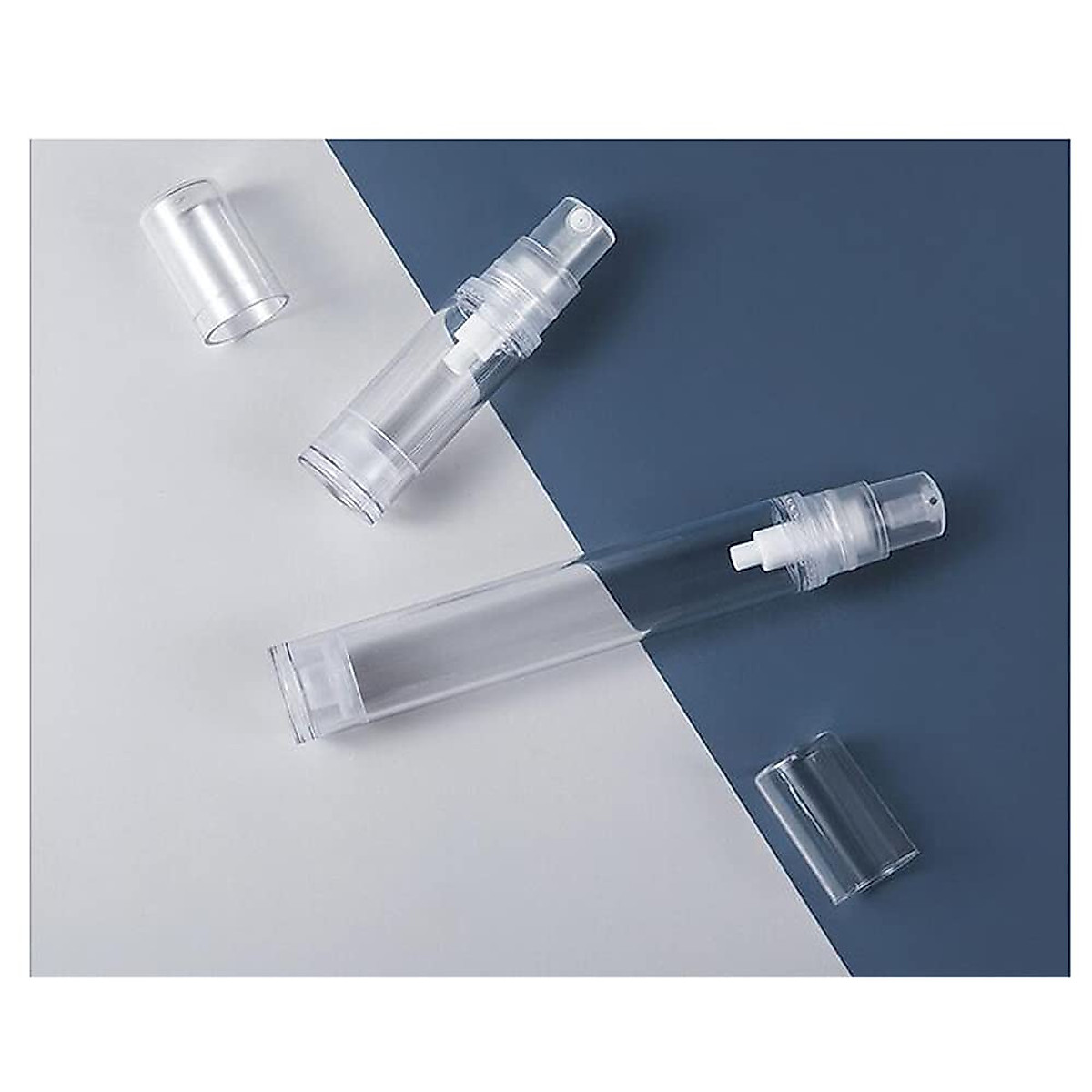 ericotry 12Pcs Empty Clear Portable Refillable Plastic Airless Vacuum Pump Bottles Travel Make-up Container Cream Lotion Sample Packing Toiletries Liquid Storage Container Vial Jars(5ml/0.17oz)