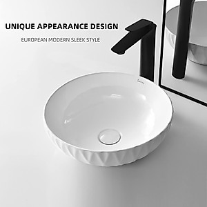 Davivy 15.3'' Round Vessel Sink with Pop Up Drain,Bathroom Vessel Sinks,Bathroom Sinks Above Counter,White Vessel Sink,Counter top Sink,Round Vessel Sinks for bathrooms