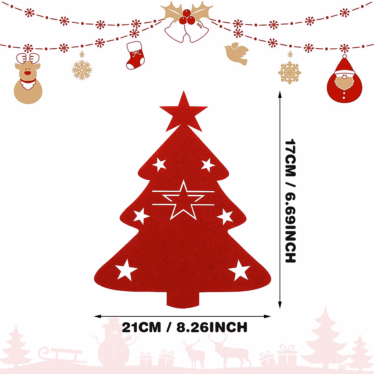 Molain Christmas Tree Cutlery Holders, 8pcs Christmas Cutlery Holders, Christmas Silverware Holders Set, Xmas Table Decorations, Pockets Knifes Forks Tableware Bags Dinnerware for Party Home Decor