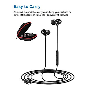 USB C Headphones Wired Earphones HiFi Stereo Type C Earbuds Noise Canceling in-Ear Headset with Mic Volume Control Bass for Samsung S23 S22 Ultra S21 FE S20 A53 Fold4 Pixel 7 6 6a 5 iPad Pro MacBook