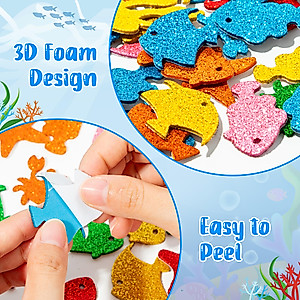 530Pcs Sea Animal Foam Sticker Set with Glitter Accents Self-Adhesive Eyes Perfect for Kids' Crafts DIY Scrapbooking Card Making and Undersea Themed Wall Decorations Gifts
