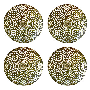 Metallic Placemats Set of 4 - Easy to Clean, Washable Decorative Place Mats for Kitchen and Dining Table - Non-Slip Round Table Mats - Dinnerware & Accessories - Dining Table Centerpiece Decor, Gold