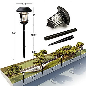 Grand patio Solar Outdoor Lights, 5 Pack, Glass Light Aluminum & Steel Frame, Waterproof, All-Weather Pathway Light, Automatic Dusk and Dawn Sensor (Slate Gray)
