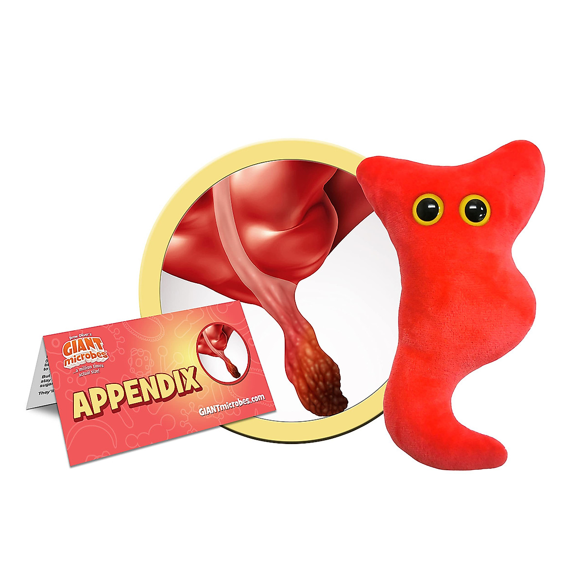GIANTmicrobes Appendix Plush, Appendix Surgery Gift, Appendix Stuffed Animal, Appendix Gifts, Appendix Plush Toy, Appendicitis Gift, Appendectomy Gift, Appendix Removal Gift, Surgery Recovery Gifts