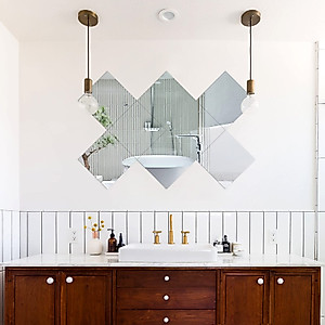 FOLUVUR Full Length Square Mirror with Sticker, 12x12, 8PCS, Wall Mount, Home Mirror