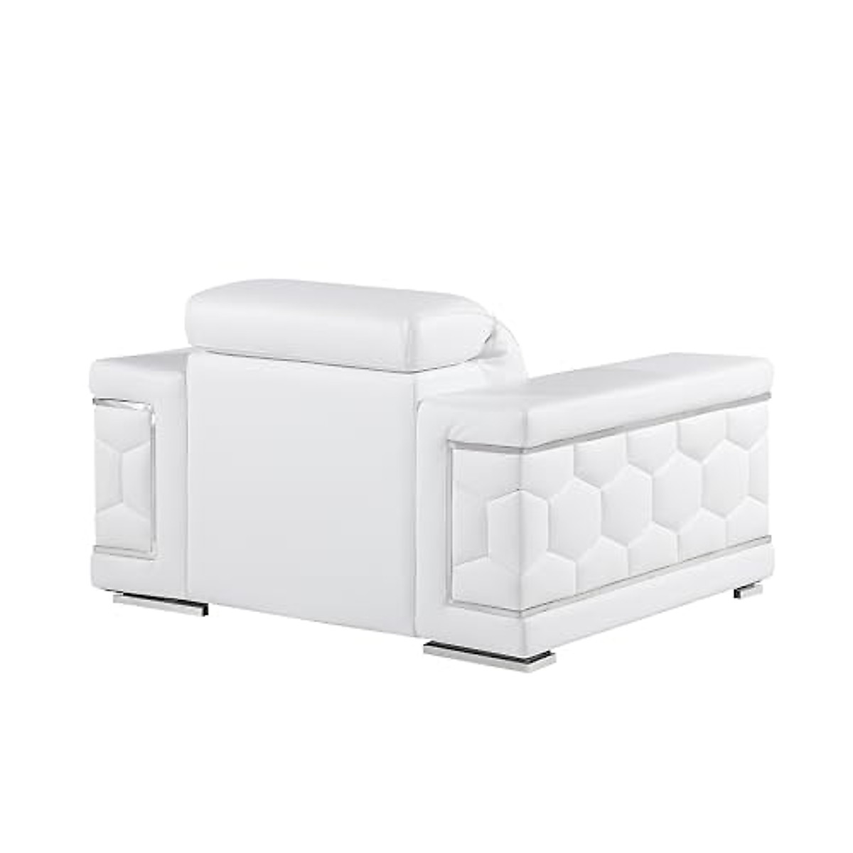 Blackjack Furniture Soren 3 Piece Leather Upholstered Adjustable Headrests, Solid Brazilian Wood Frame and High Density Foam Cushioning, Sofa and Loveseat, White