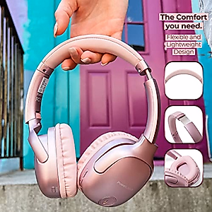 PowerLocus Bluetooth Headphones Over Ear, [Bass-Mode Button] Wireless Headphones, Foldable Hi-Fi Stereo, Soft Memory Foam Earmuffs, Metal Extendable Sides, Headset with Microphone for Phone/PC/TV