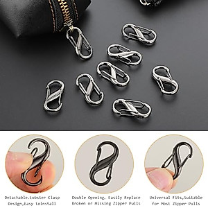 Ouligay 12 Pieces Zipper Locks Anti Theft, Zipper Locks for Backpacks, Tiny Small Mini S Carabiner Clip, Zipper Pulls Replacement for Camping Fishing Travelling Outdoor Sports