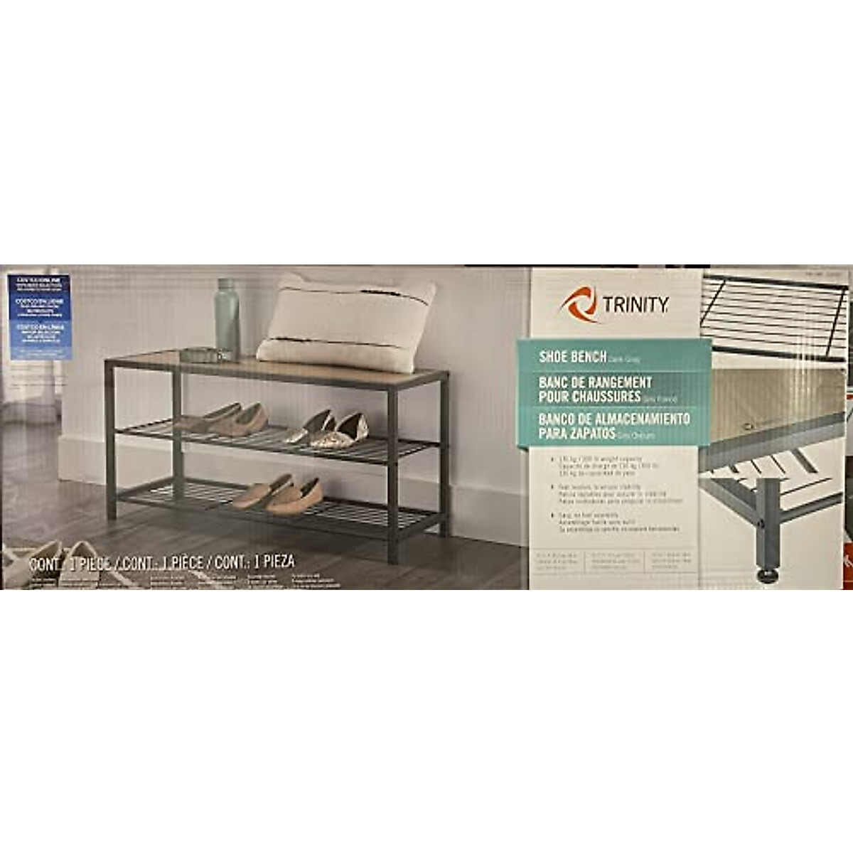 Trinity Shoe Bench with Wire Shelves