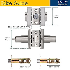 Brotima 5 Pack Square Heavy Duty Keyed Alike Front Door Entry Lever Lockset and Double Cylinder Deadbolt Combination Set with Same Key, Satin Nickel Finish, Reversible for Right/Left Hand