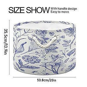 Kigai Cotton Rope Basket Toile Pattern Large Storage Basket for Toys Blanket Baby Laundry Basket for Nursery, Closet, Bedroom, Home Organization