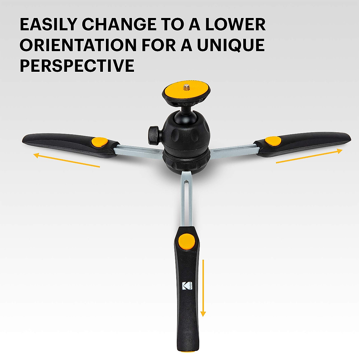 Kodak Mini Tripod for Luma 75, Luma 150, Luma 350 with 360° Ball Head, Adjustable Compact 9” Tabletop Tripod, 5-Position Legs, Rubber Feet, Remote Control, Smartphone & Action Camera Adapters Included