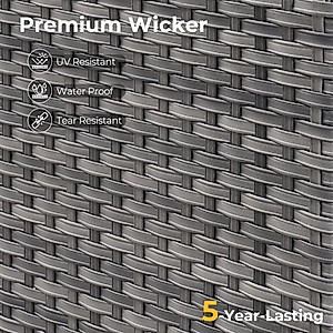 XIZZI 7 Pieces Patio Wicker Furniture Set with Sectional Sofa, Weather Resistant Outdoor Seating with Glass Coffee Table for Garden,Backyard,Deck (Orange Red)