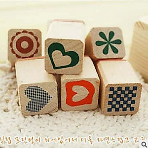 12 Pcs Wooden Rubber Stamps Mini Cute DIY Diary Stamps Set with Wooden Box