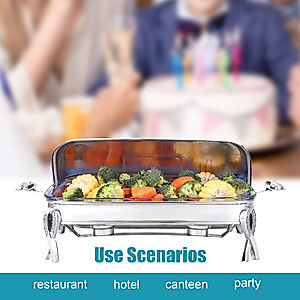 ORDINNER KIT Chafing Dish Buffet Set Stainless Steel Frame Safe Oven Glass Server with Lid Oval Food Warmer Chafing Dishes for Parties 3.2L