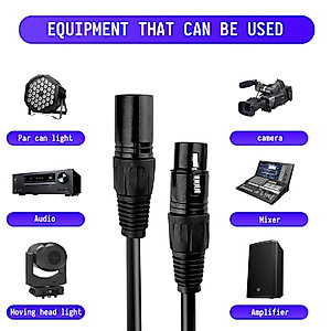 DMX Cable 25 ft, 2 Pack Flexible 3 Pin Signal XLR Male to Female DMX Cable Wire,Suitable for Stage Lighting Signal XLR Connection Stage Light Cables for Par Light Input & Output
