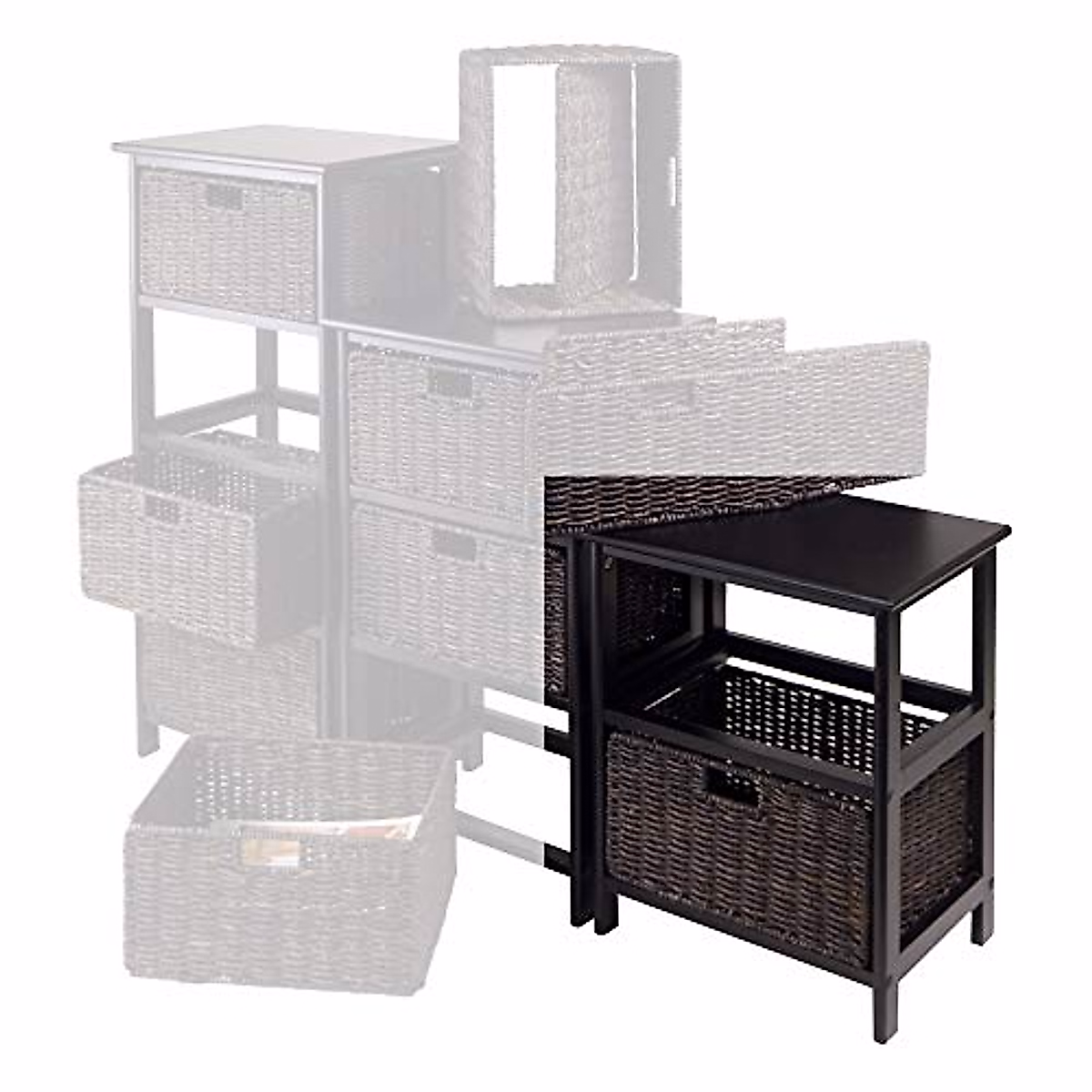 Winsome Omaha Storage/Organization, 2 Baskets, Black/Chocolate