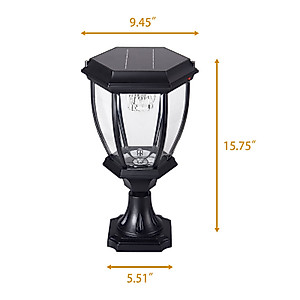 Kendal Large Outdoor Solar Powered LED Light Lamp (Black)