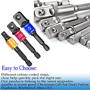 Reppkyh 11Pcs Socket Adapter Impact Hex Shank Drill Bits Power Extension Bar 8Pcs Sets 14 38 12 + 3Pcs 14 Hex Shank Screwdriver Bit Holder High Speed Nut Driver Drive