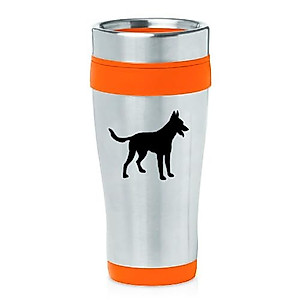 16oz Insulated Stainless Steel Travel Mug Coffee Mug Tumbler Belgian Malinois (Orange)