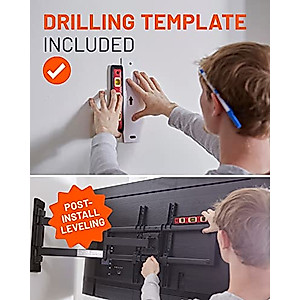 ECHOGEAR Corner TV Wall Mount for Big TVs - 24 Inches of Extension Plus Smooth Full Motion - Mount TVs Up to 65" in The Corner Or Up to 75" On A Flat Wall - Drilling Template & Cable Ties Included