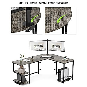 Teraves Reversible L Shaped Desk with Shelves 69“ Corner Computer Desk Gaming Desk Workstation for Home Office