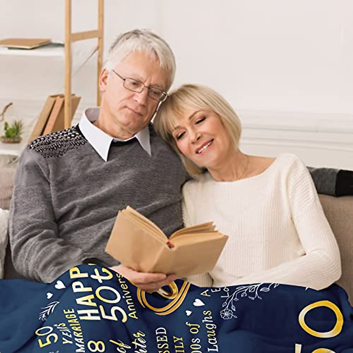 Mosslink Gifts for 50th Anniversary Blanket, 50th Golden Wedding Anniversary Couple Gifts for Dad Mom Grandparents, 50 Years of Marriage Throw Blankets Gift for Husband Wife 50"x60"