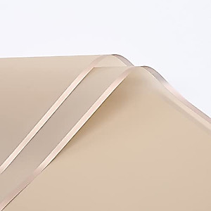 Korean Golden Edge Jelly Film Floral Wrapping Paper 20 Sheets Florist Supplies Waterproof Flower Bouquet Wrapping Paper Floral Supplies for Fresh Flowers, 23.6x23.6 Inch (Khaki)