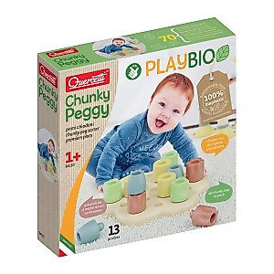 Quercetti Chunky Peggy PlayBio Stacking Toy - Classic Play for Motor Skill Development, Made with Recyclable Bioplastic, for Toddlers and Little Kids Ages 1-3 Years
