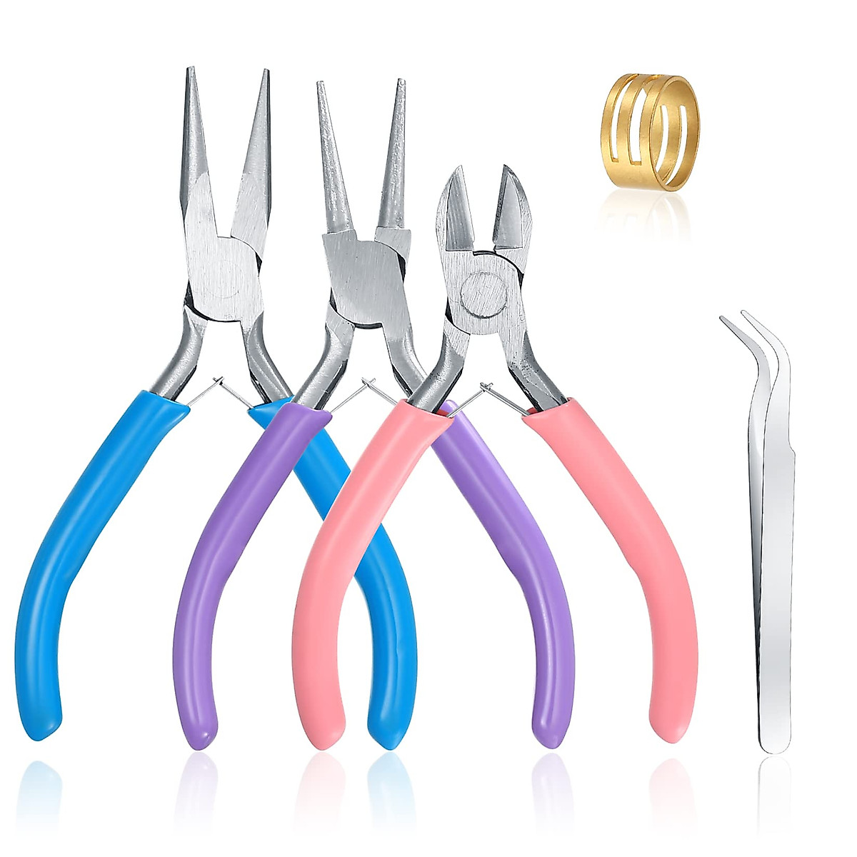 3 Pcs Jewelry Pliers Set, Jewelry Making Tools Pliers Kit, Includes Needle Nose Pliers/Diagonal Pliers/Round Nose Pliers, Wire Cutters Pliers for Jewelry Making Wire Wrapping Beading Crafts Pliers