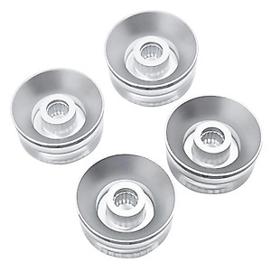 Micovay 4pcs Volume Tone Speed Control Knobs Hat Shape for Les Paul LP Style Bass Electric Guitar Parts, Transparent Silver with Black Numbers