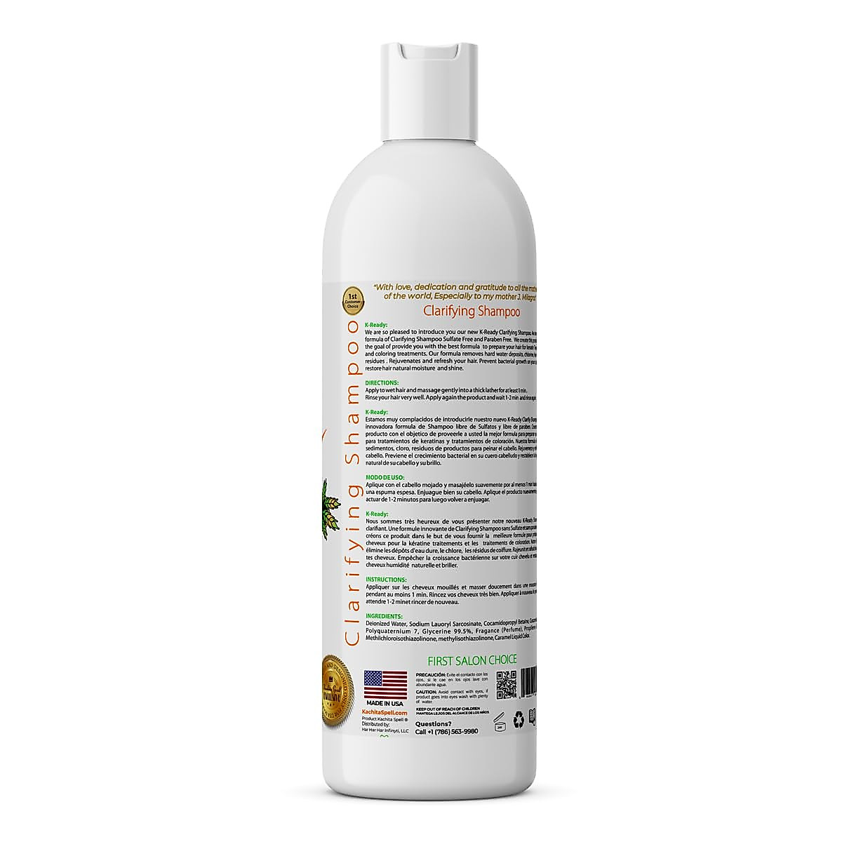 Kachita Spell Clarifying Shampoo Innovative Formula 16 fl oz (473ml) Made in USA