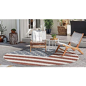 Jill Zarin Jill Zarin Outdoor Collection Area Rug (4' 1" Round, Red/ Blue)
