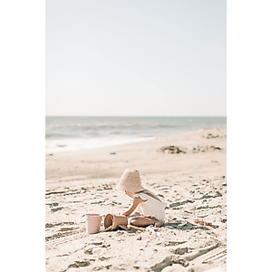 BraveJusticeKidsCo. | Silicone Summer Beach Set XL | Toddler Sandbox Toys | + Beach Bag + Watering Can & Rake (Warm Sand)