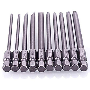 Rocaris 10pcs 1/4 Inch Hex Shank Long Magnetic Screwdriver Bits Set 4 in Power Tools (Slotted+Cross Head)