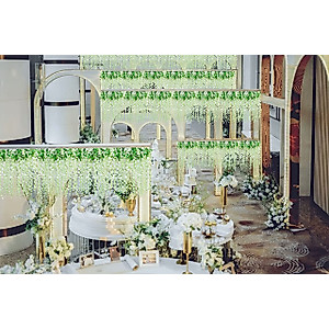 TINGE TIME Wisteria Artificial Flowers Garland, 12Pcs Artificial Wisteria Vine Silk Hanging Flower for Home Garden Outdoor Ceremony Wedding Arch Floral Decor