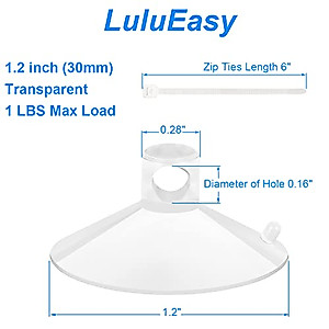 LuluEasy 100 Pieces Suction Cups with 200 Pieces Adjustable Zip Ties for Hanging Crafts, Plush Dolls, Festivals Decoration, Aquarium Thematic Ornaments Fish Tank Binding Moss Shrimp Dodging Nest